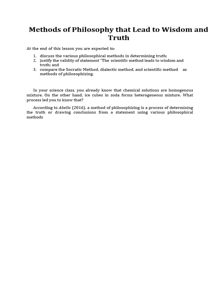 Methods of Philosophy That Lead To Wisdom and Truth | PDF