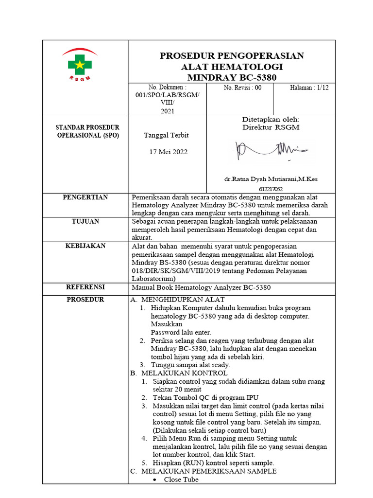 SPO LAB Klinik RSGM LENGKAP | PDF
