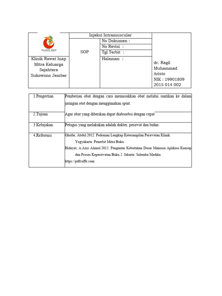 SOP Injeksi IM | PDF