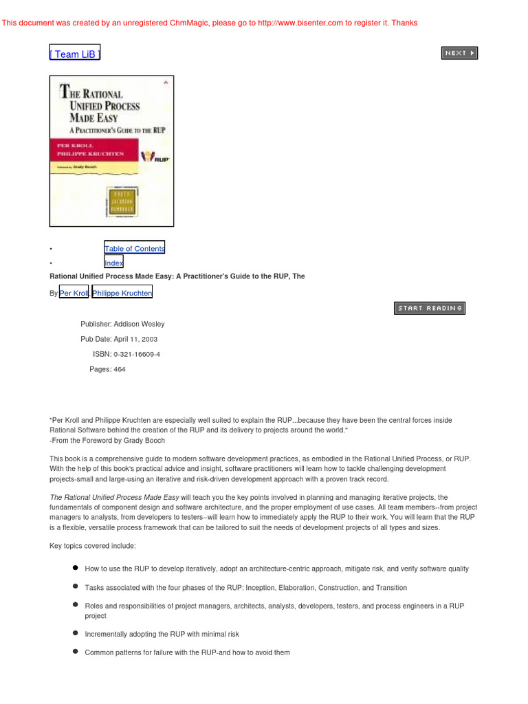 The Rational Unified Process Made Easy A Practitioners Guide To The RUP by Per Kroll Philippe ...