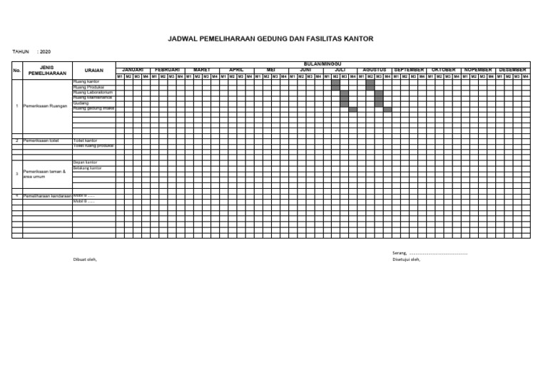Form Jadwal Pemeliharaan Gedung Fasilitas Kantor 0 Pdf
