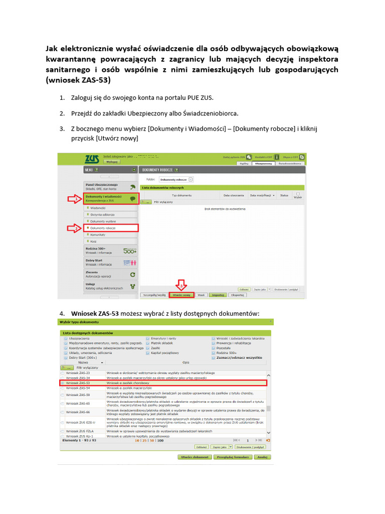 Instrukcja Wypełniania ZAS-53 | PDF