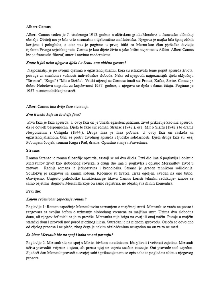 Albert Camus Stranac | PDF
