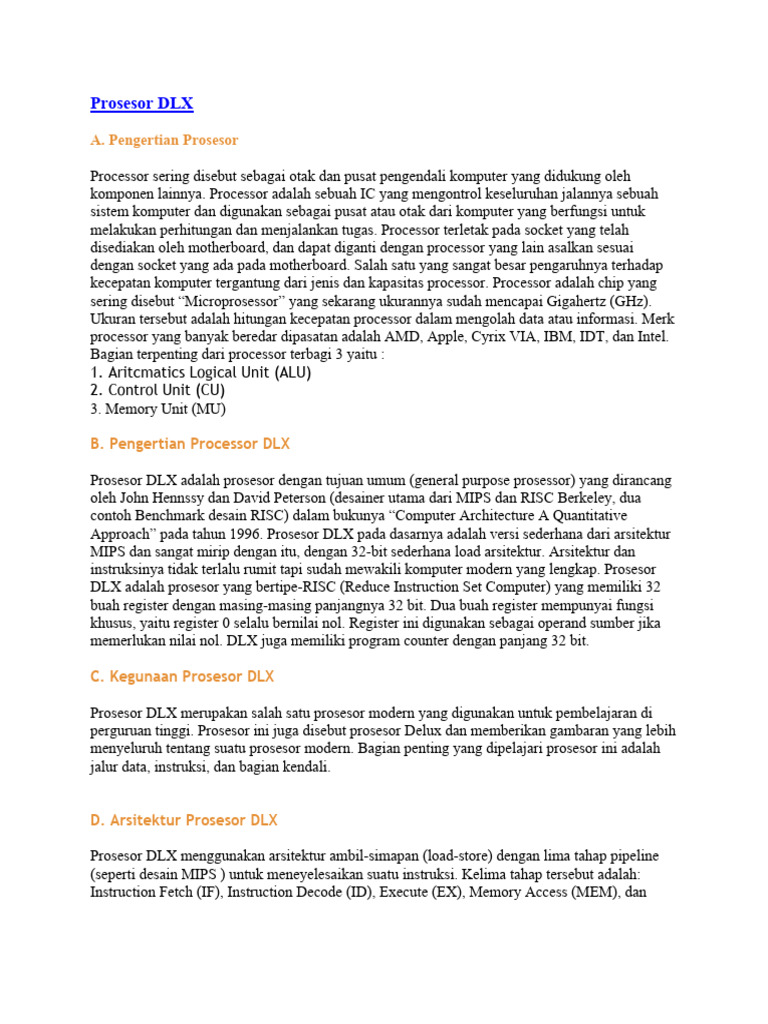 Prosesor DLX | PDF