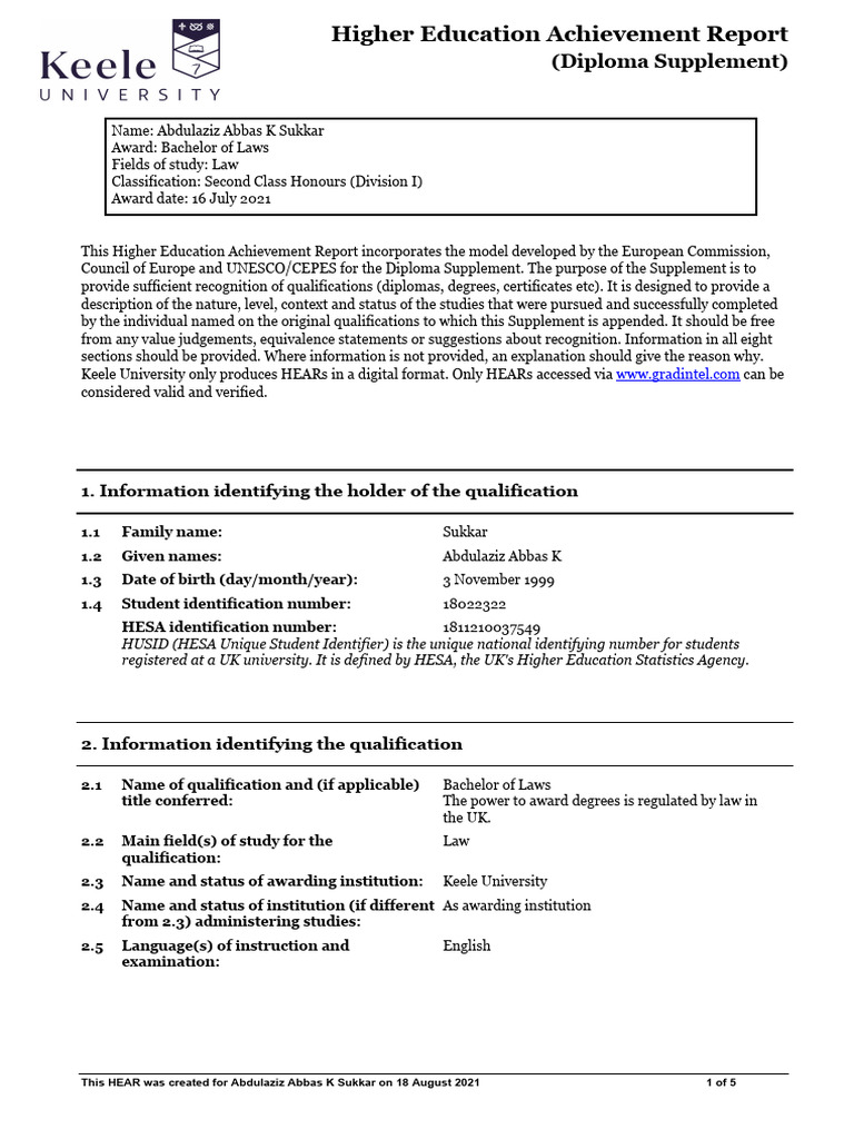 Bachelor's Transcript | PDF | Finance & Money Management