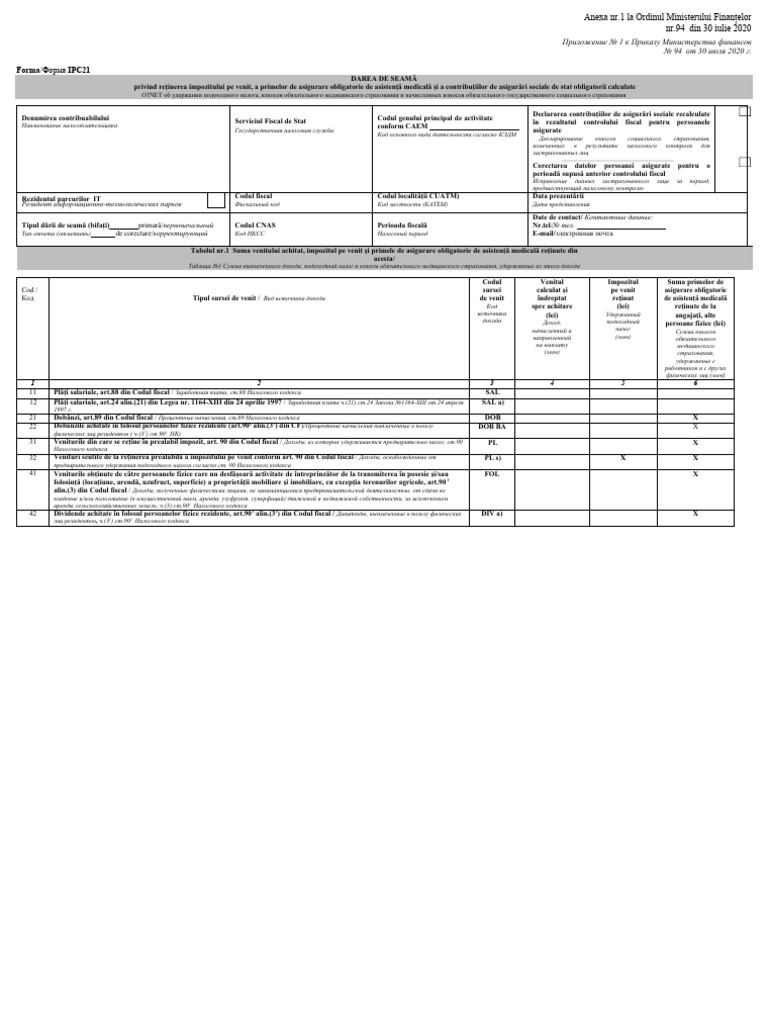 IPC21 Formular pentru Contribuții Sociale | PDF
