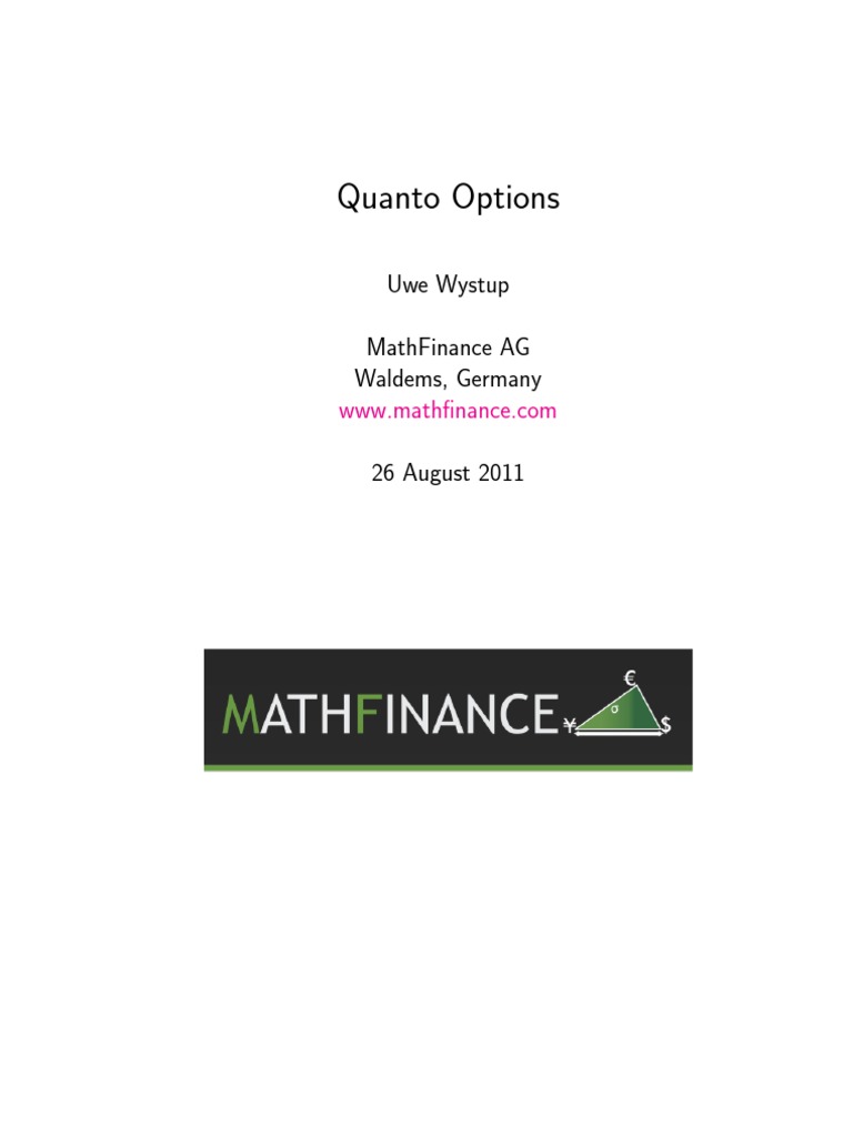 Quanto Options: FX Quanto Drift Adjustment and Valuation Formulas | PDF | Greeks (Finance ...