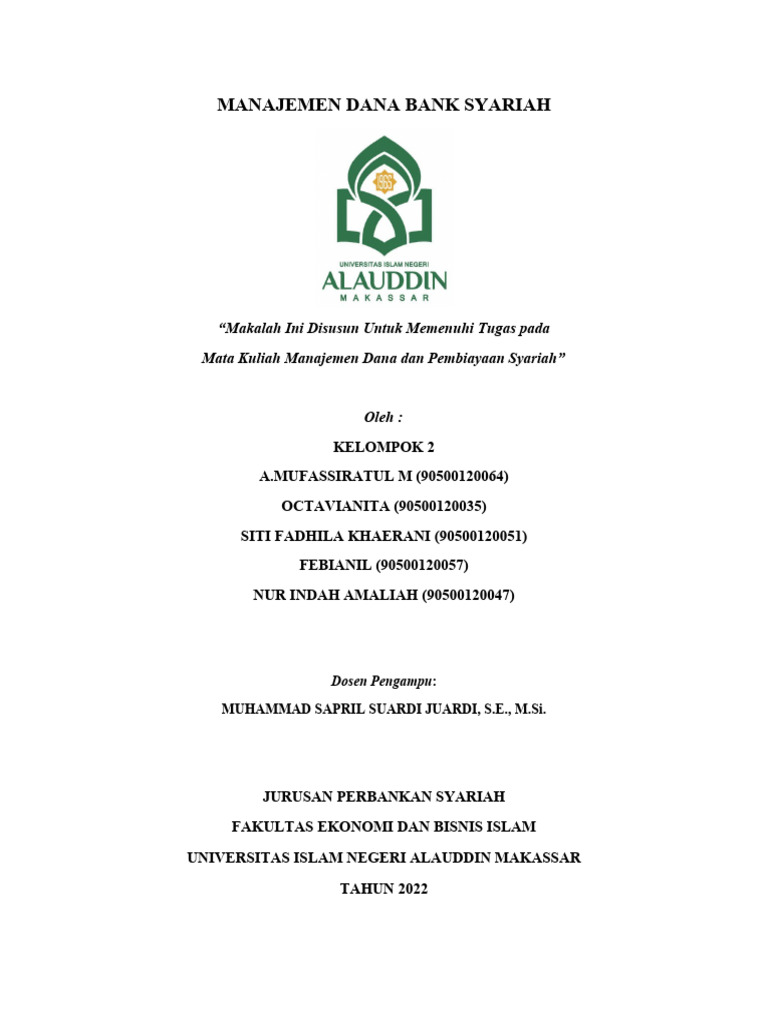 Kel.2-Mnj Dana Dan Pembiayaan Syariah | PDF