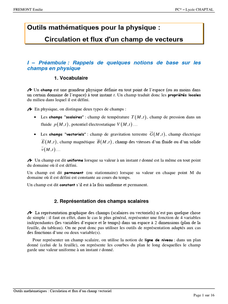 Circulation et flux d'un champ vectoriel | PDF