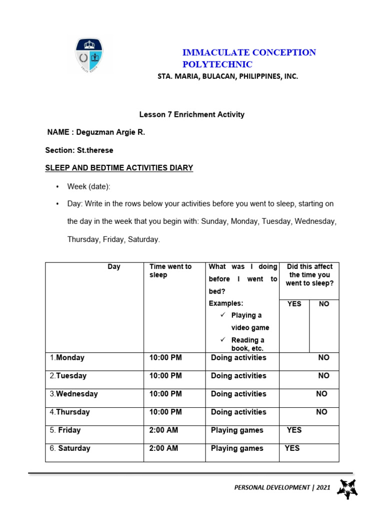 SSC 101 - Lesson 7 - Enrichment Activity | PDF