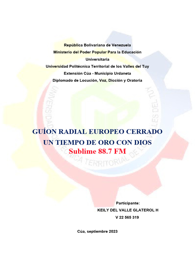 Guion para Programa de Radio Tipo Europeo Keily Graterol | PDF ...