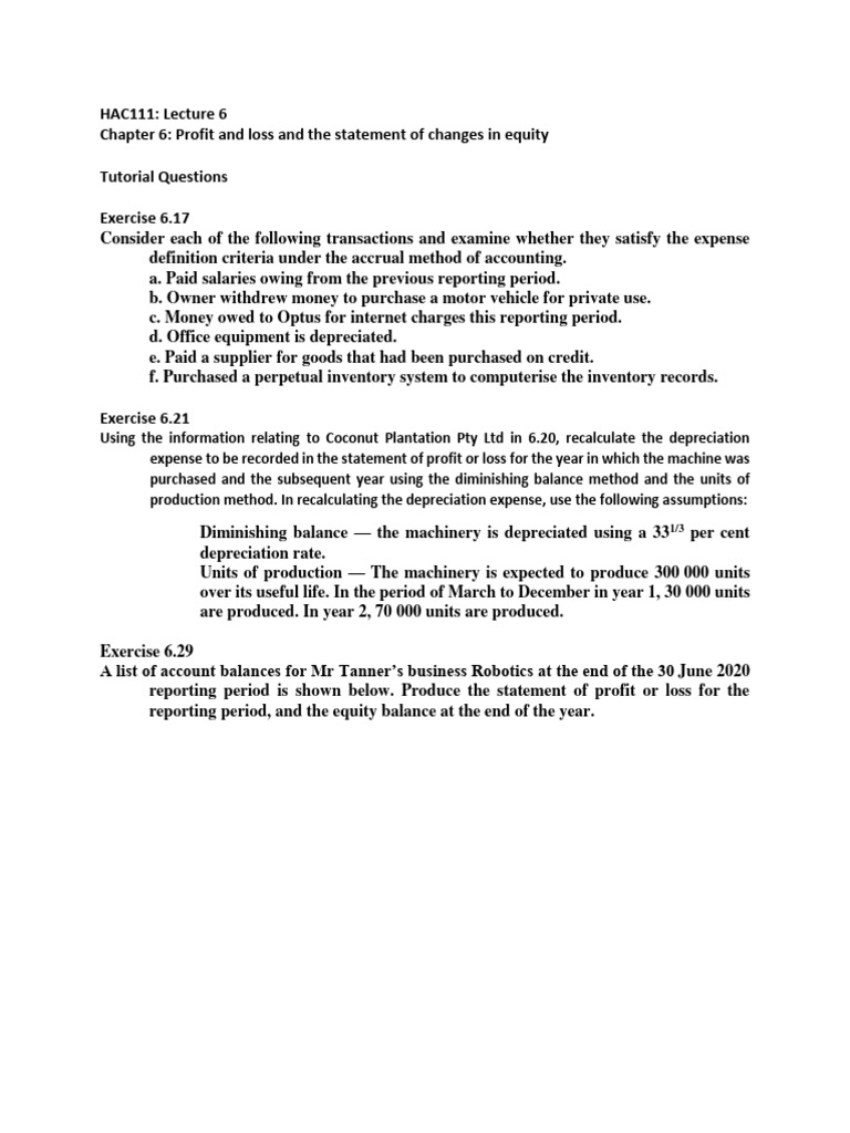 Chapter 6 Tutorial Questions | PDF | Expense | Depreciation