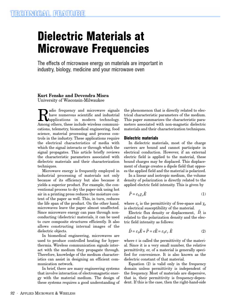 Dielectric Materials in Microwaves | PDF