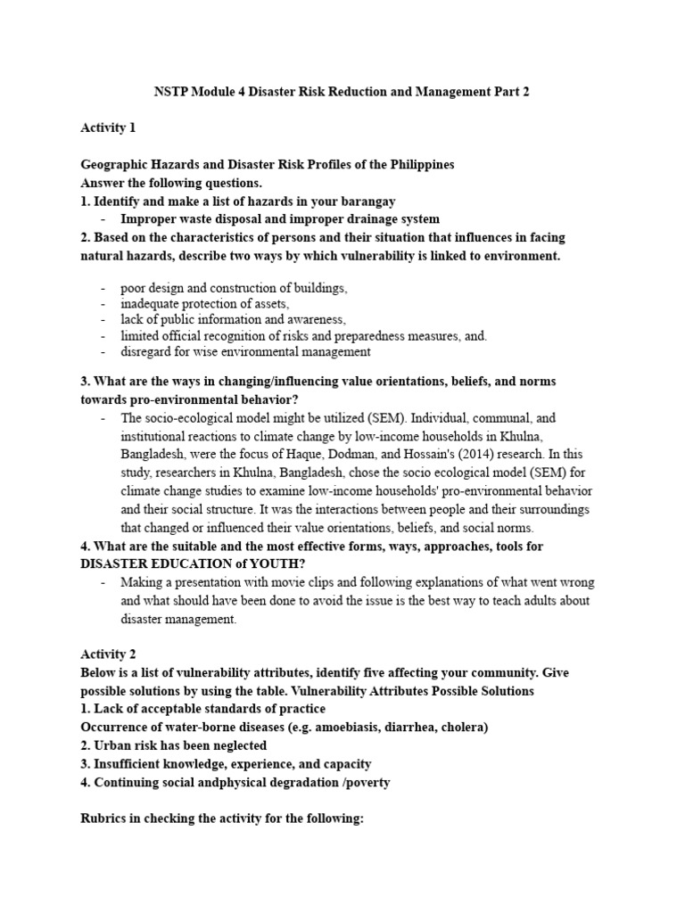 NSTP Module 4 Disaster Risk Reduction and Management Part 2 | PDF