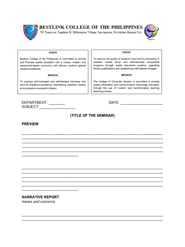STS Narrative Report Format | PDF