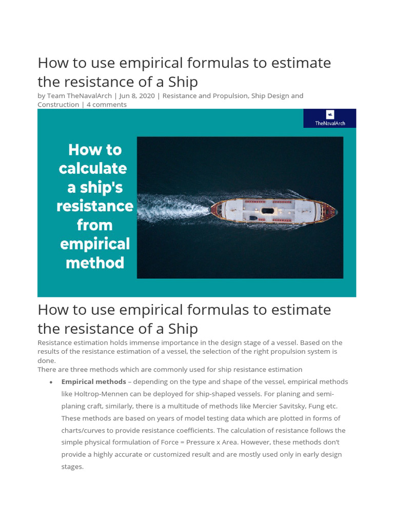 How To Use Empirical Formulas To Estimate The Resistance of A Shi1 | PDF