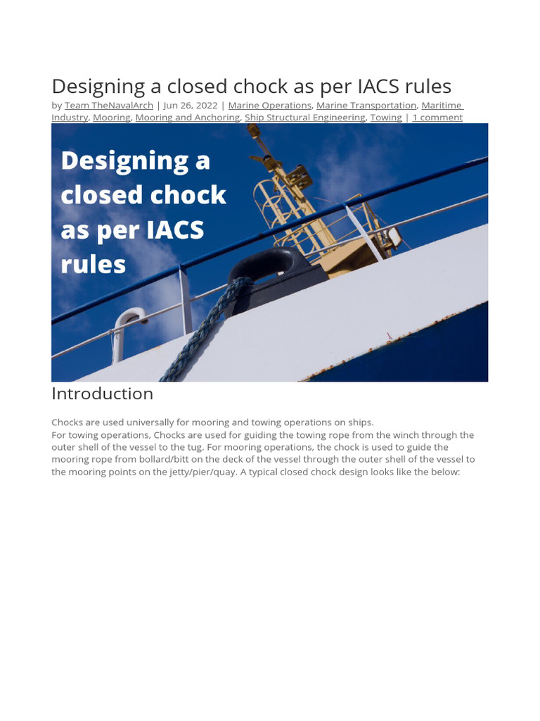 Designing A Closed Chock As Per IACS Rules | PDF