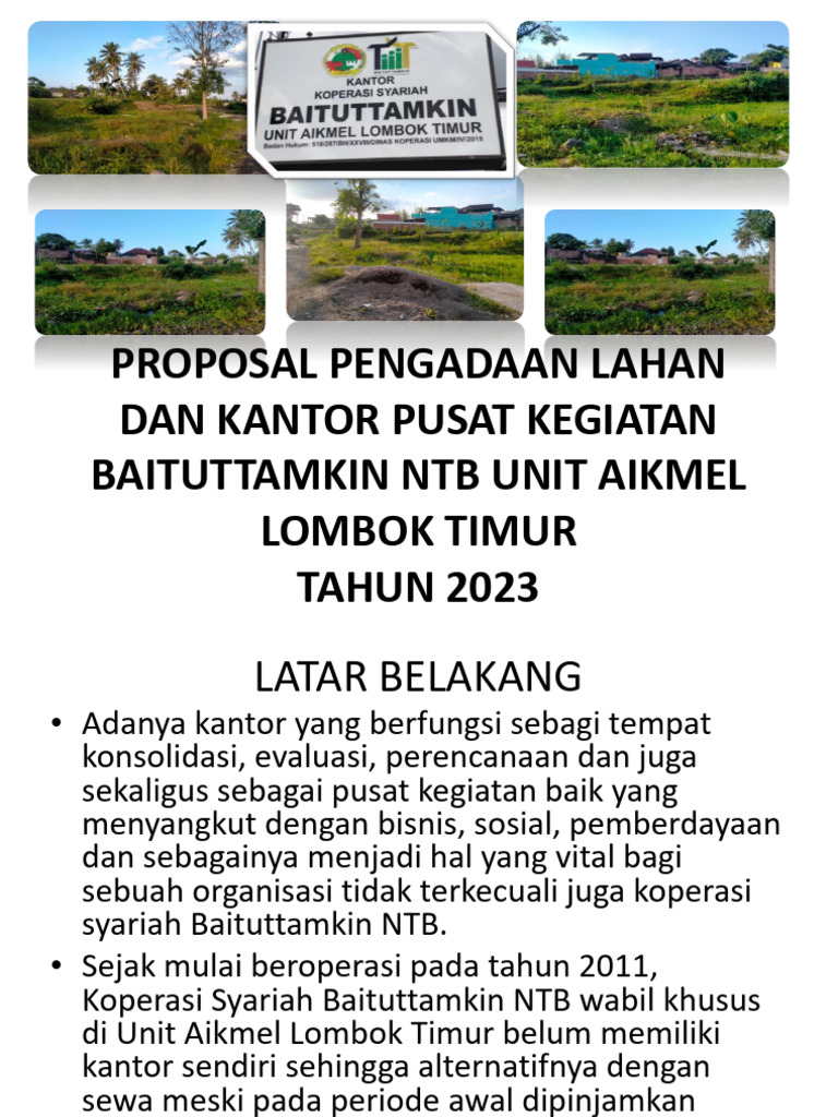 Proposal Pengadaan Lahan Dan Kantor Pusat Kegiatan | PDF