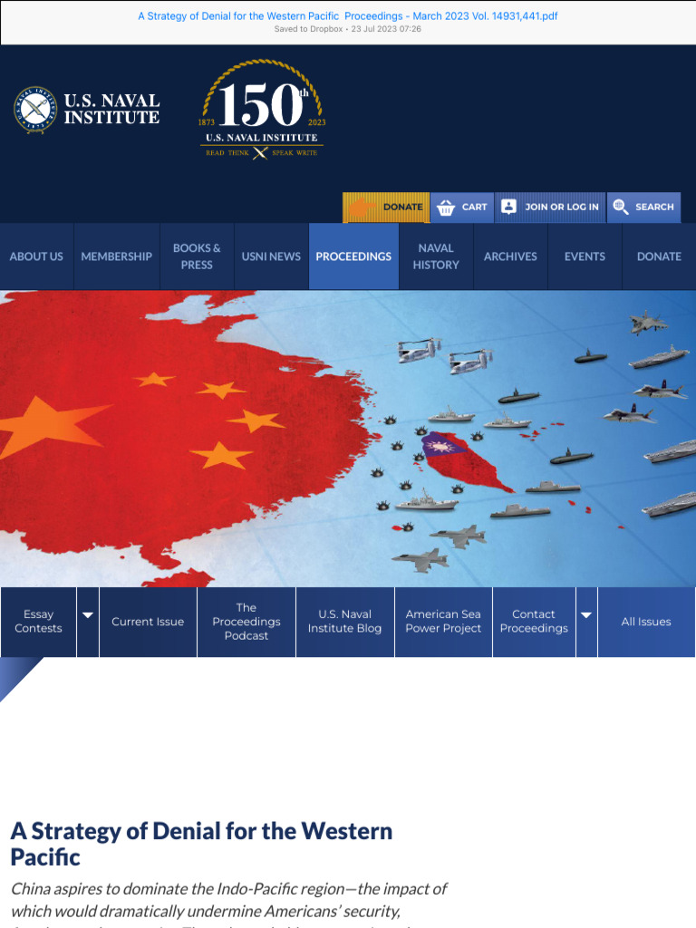 A Strategy of Denial for the Western Pacific Proceedings - March 2023 ...