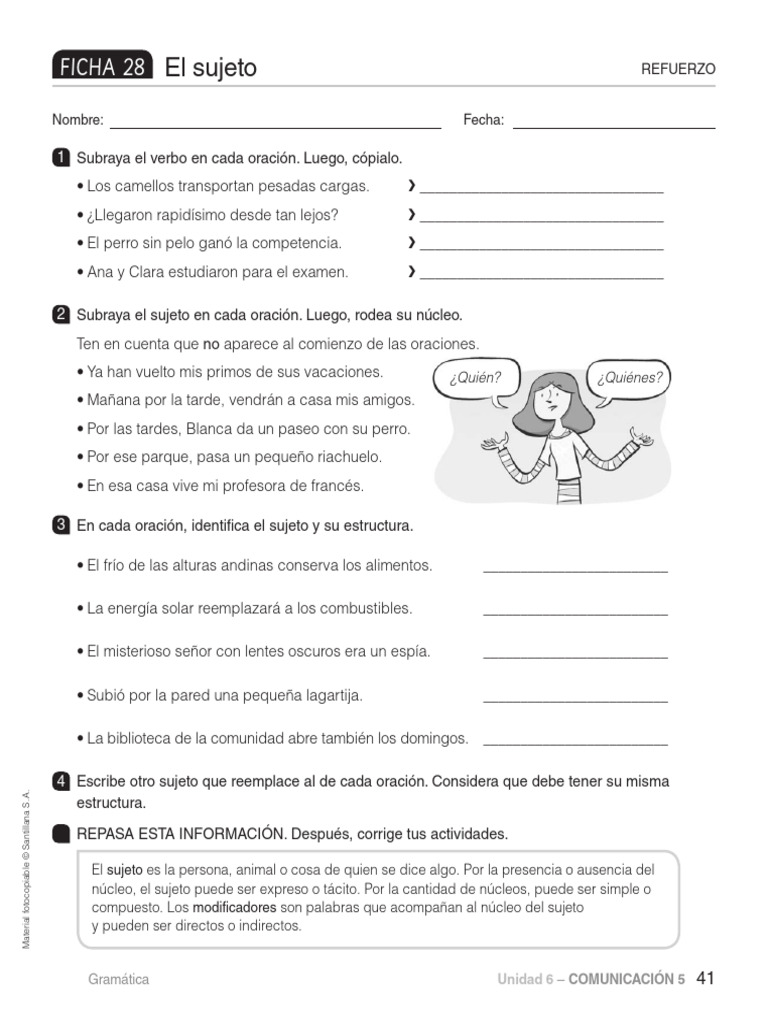 Ejercicios de Sujeto y Predicado | PDF | Asunto (gramática) | Mecánica ...