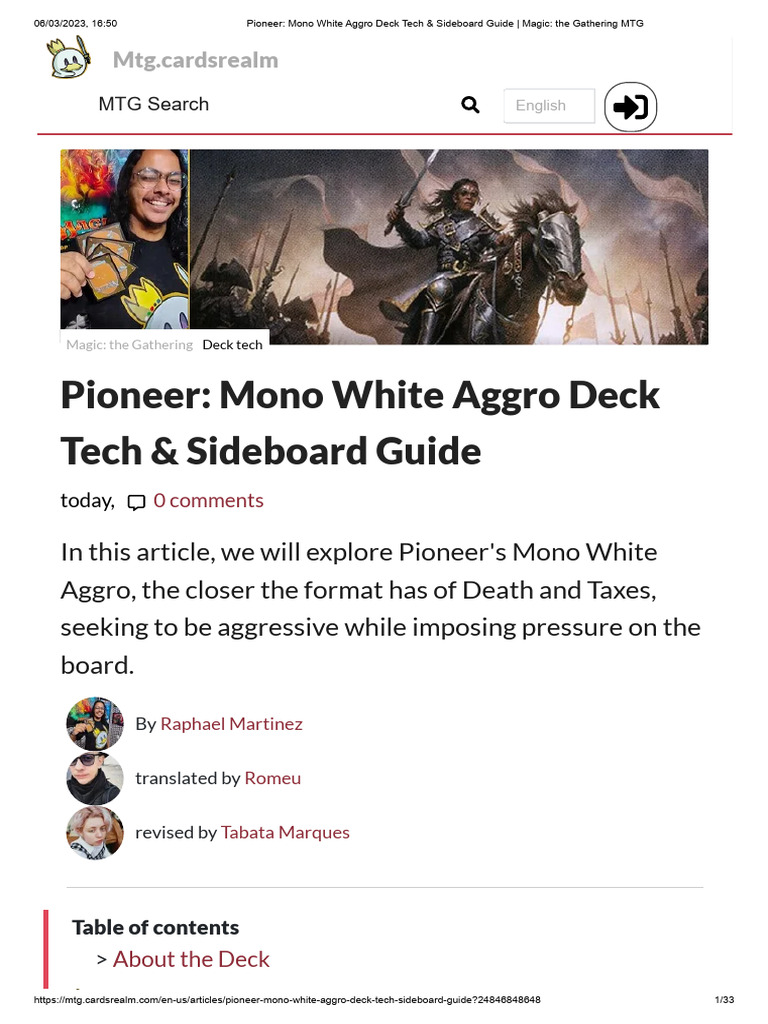 Pioneer - Mono White Aggro Deck Tech & Sideboard Guide - Magic - The ...