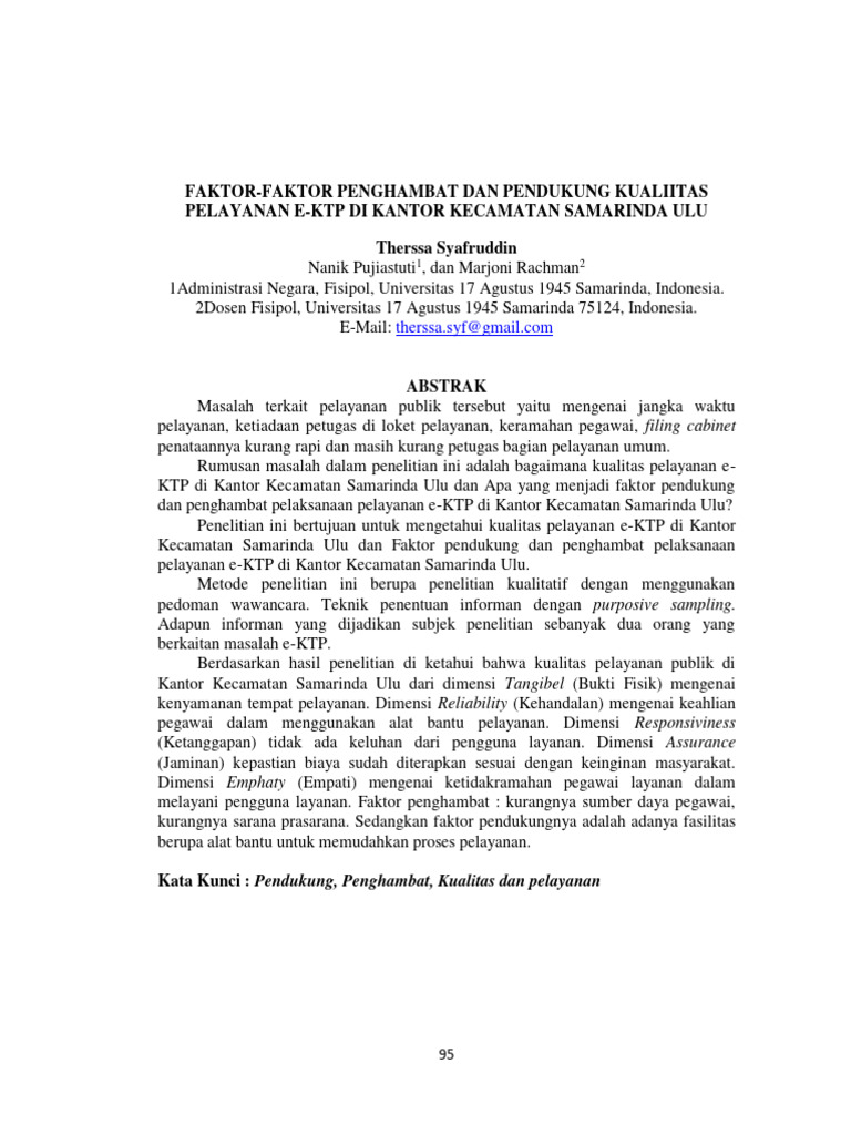 Faktor-Faktor Penghambat Dan Pendukung Kualiitas Pelayanan E-Ktp Di ...
