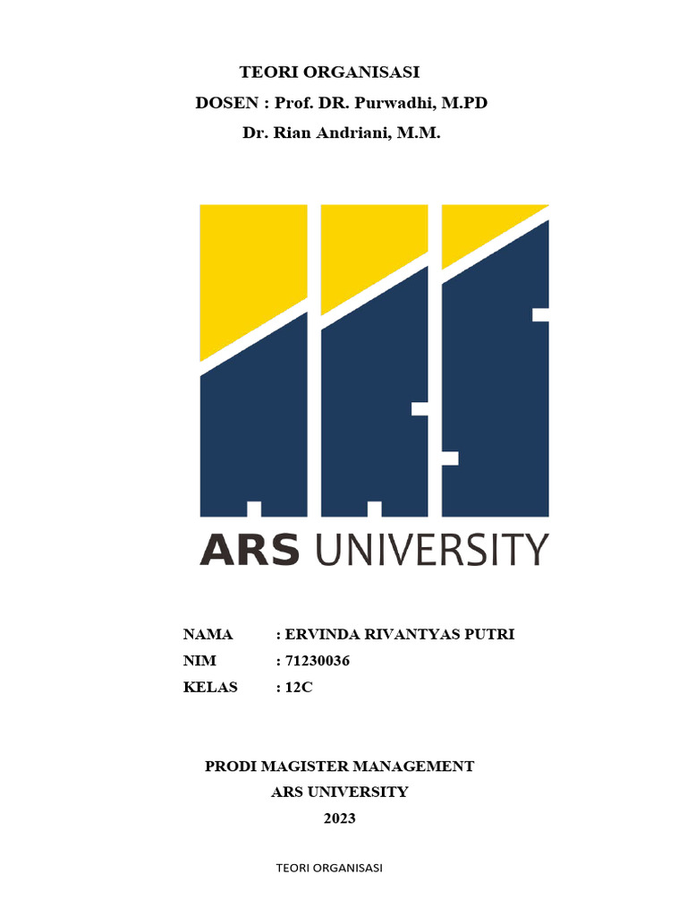 UAS Teori Organisasi - Ervinda Rivantyas Putri | PDF