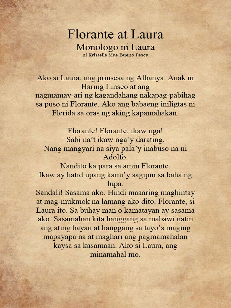 Florante at Laura - Monologo Ni Laura | PDF