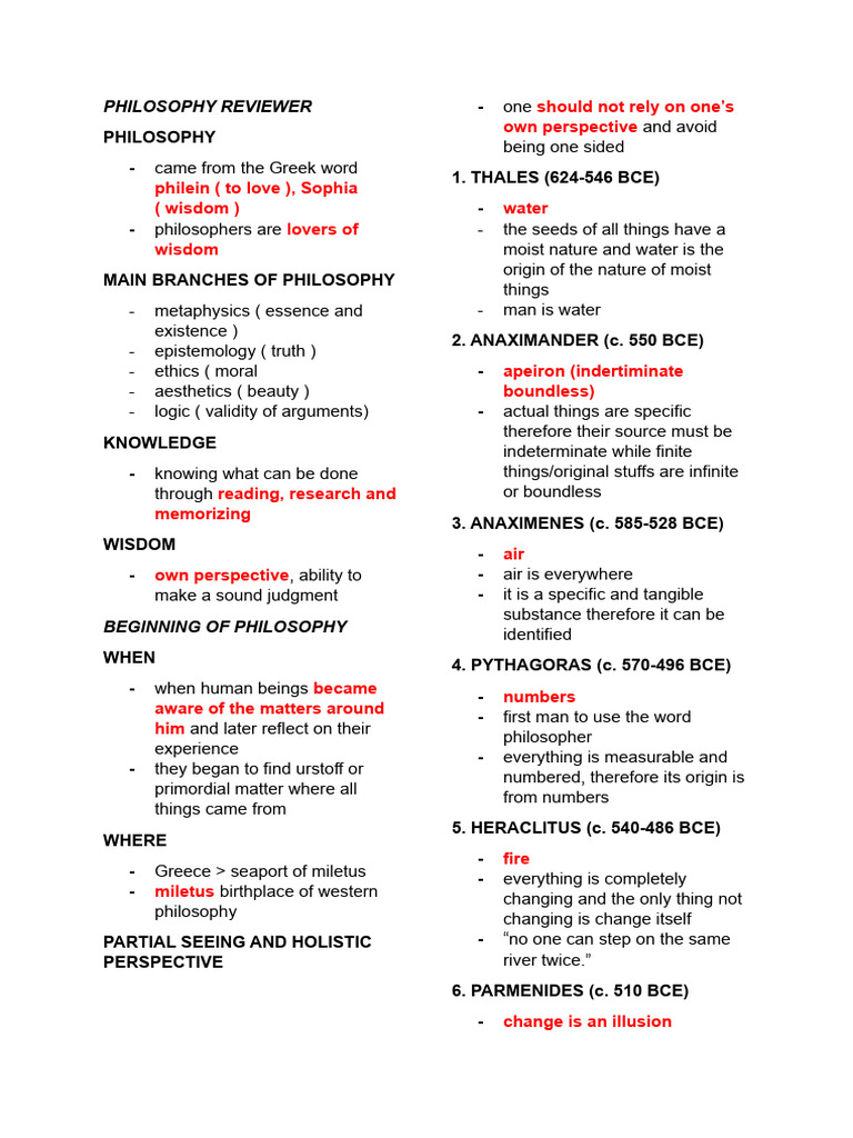 Philosophy Reviewer | PDF | Reason