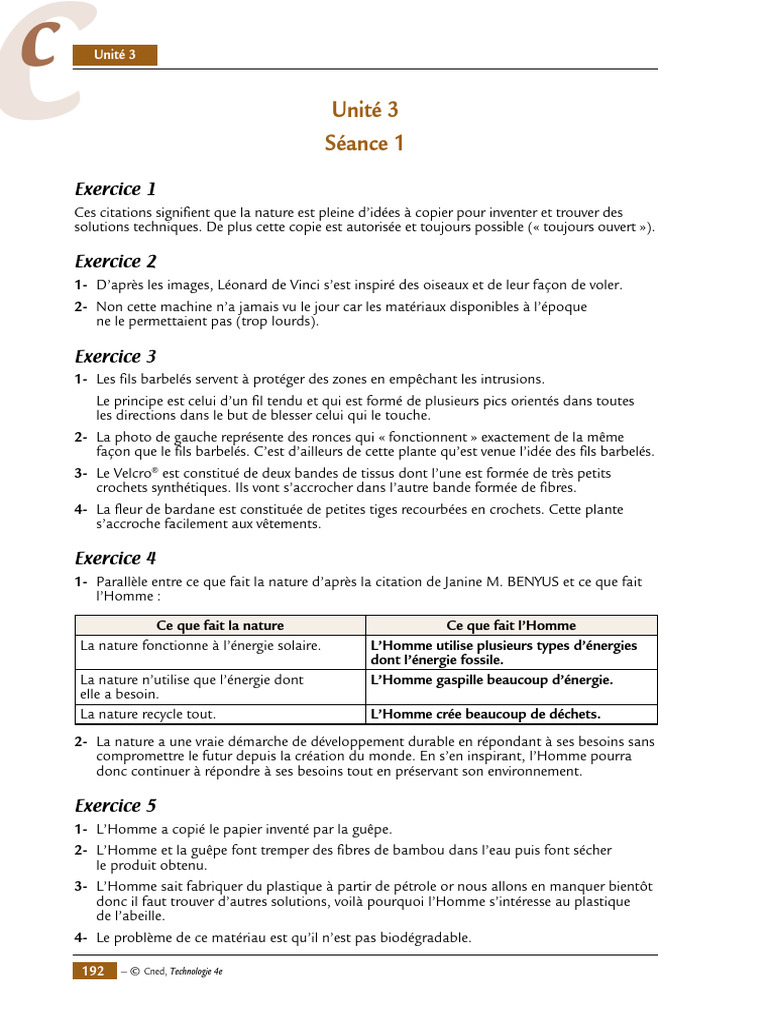 Unité 3 Séance 1: Exercice 1 | PDF