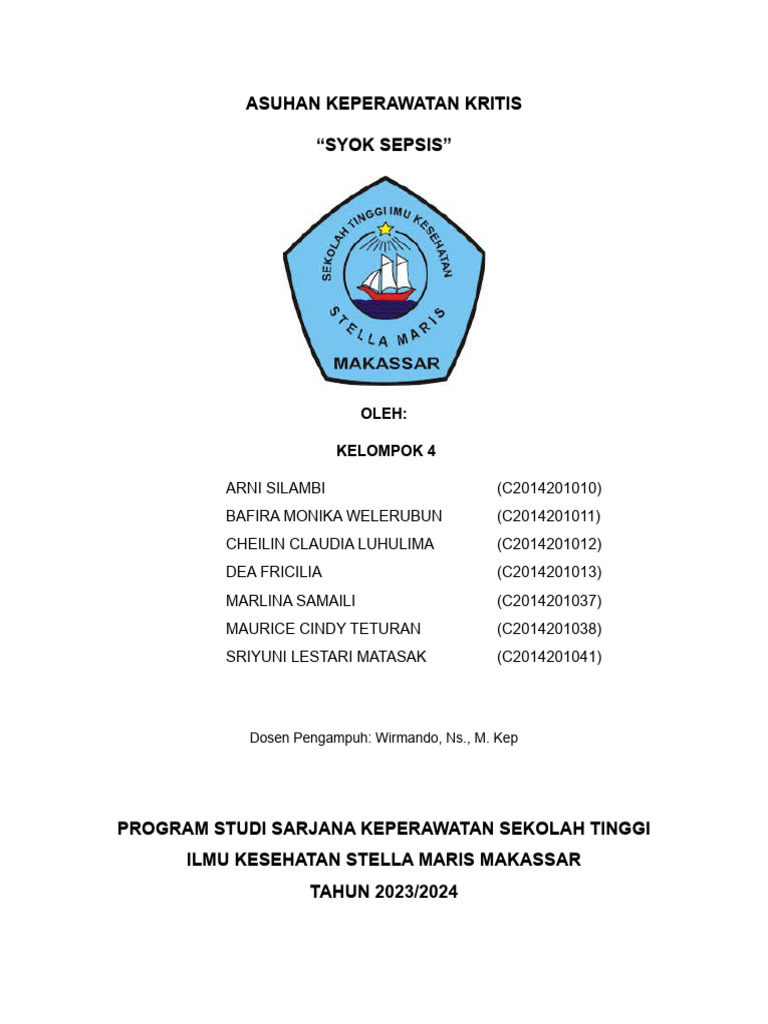 Askep Syok Sepsis Kel.4 | PDF | Kesehatan Holistik | Sains & Matematika