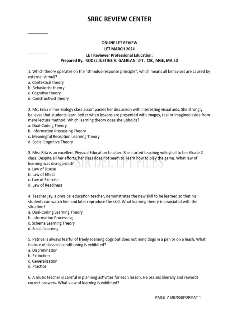 PROF ED QUIZ 1 With Correct Answer | PDF