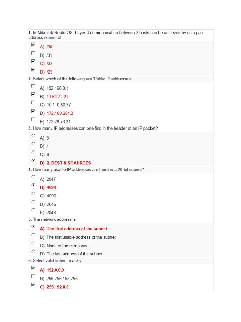 Soal MTCNA dan Jawaban | PDF