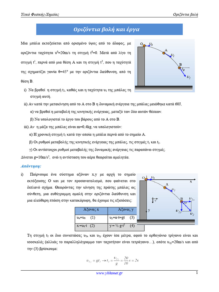 Οριζόντια βολή και έργα | PDF
