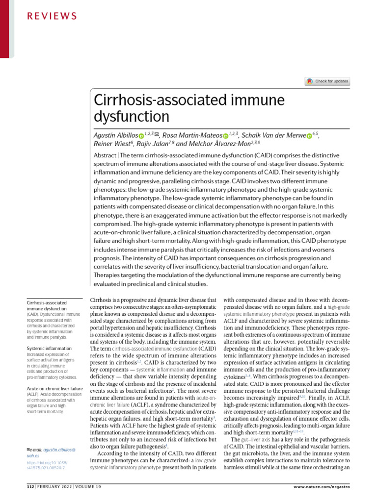 Cirrhosis-Associated Immune Dysfunction | PDF | Immune System ...