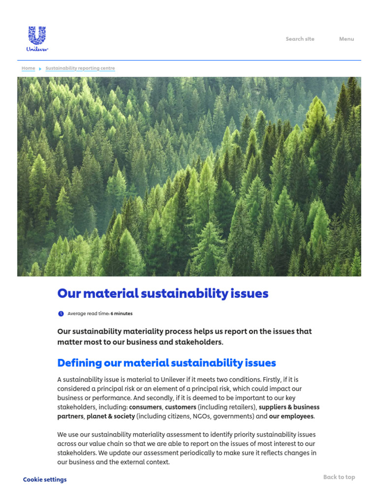 Unilever Material Sustainability Issues | PDF