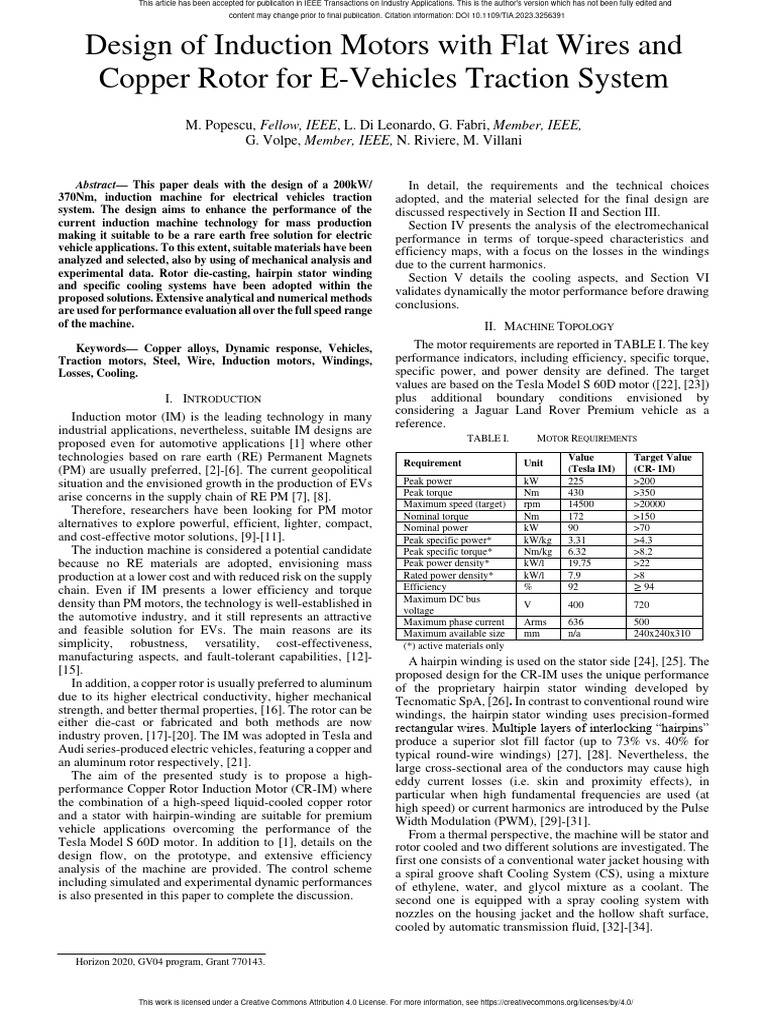 Design of Induction Motors With Flat Wires and Copper Rotor For E ...