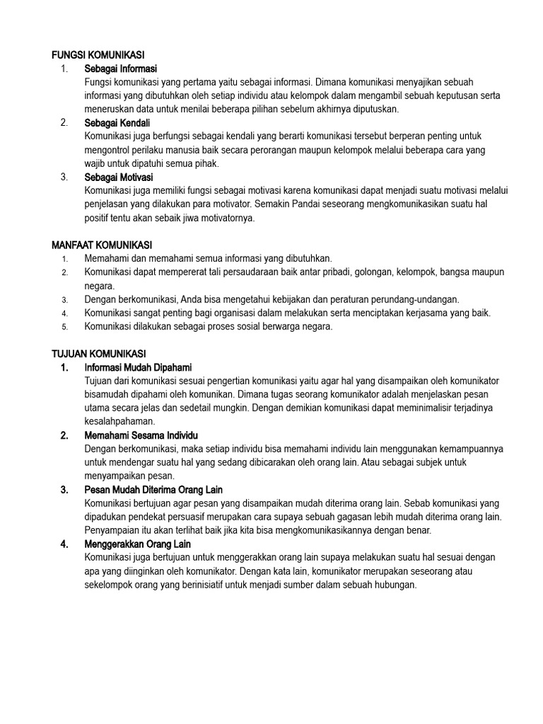 Fungsi Komunikasi Xi TKJ | PDF