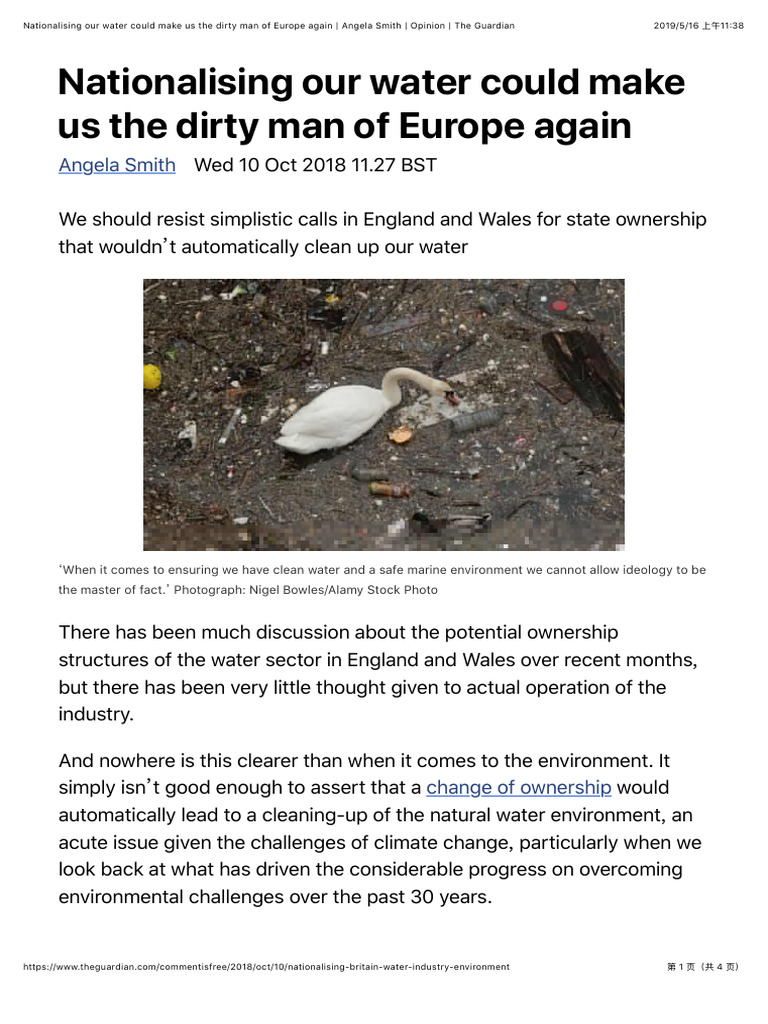 Nationalising Our Water Could Make Us The Dirty Man of Europe Again ...