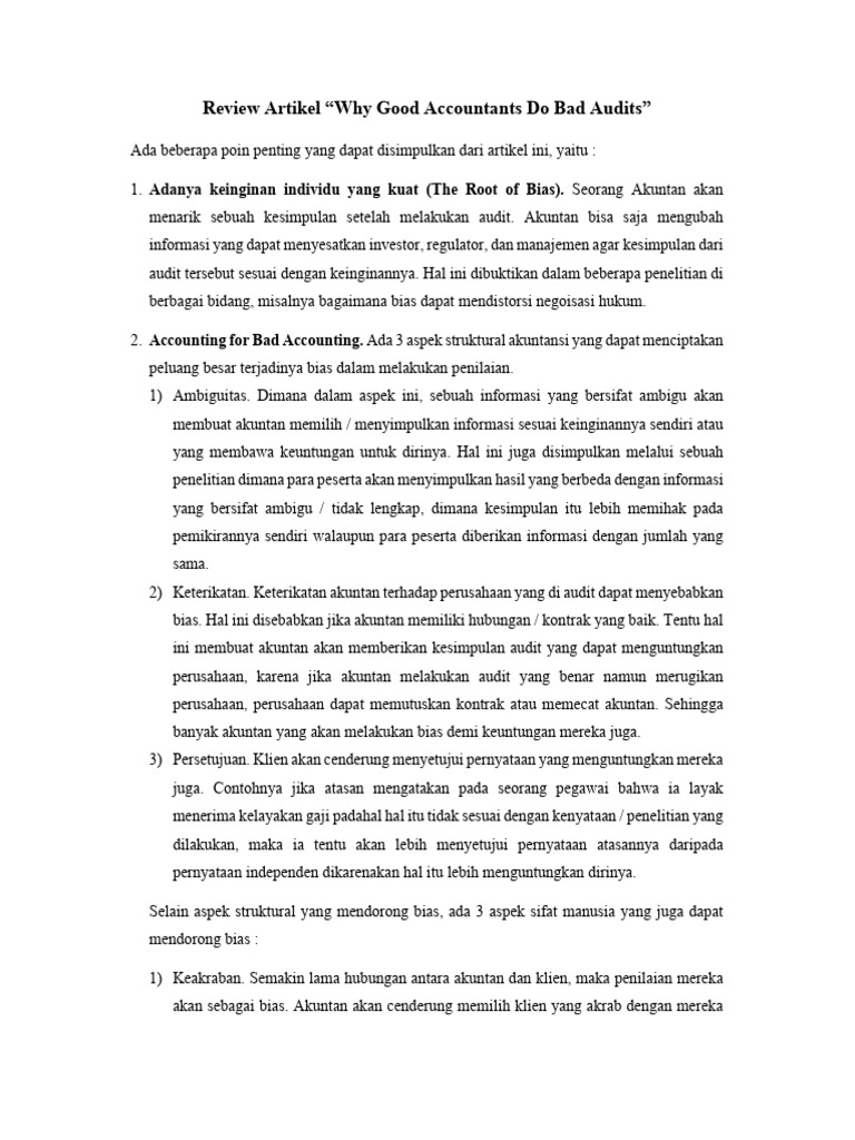 Review Artikel - Why Good Accountant Do Bad Audit | PDF
