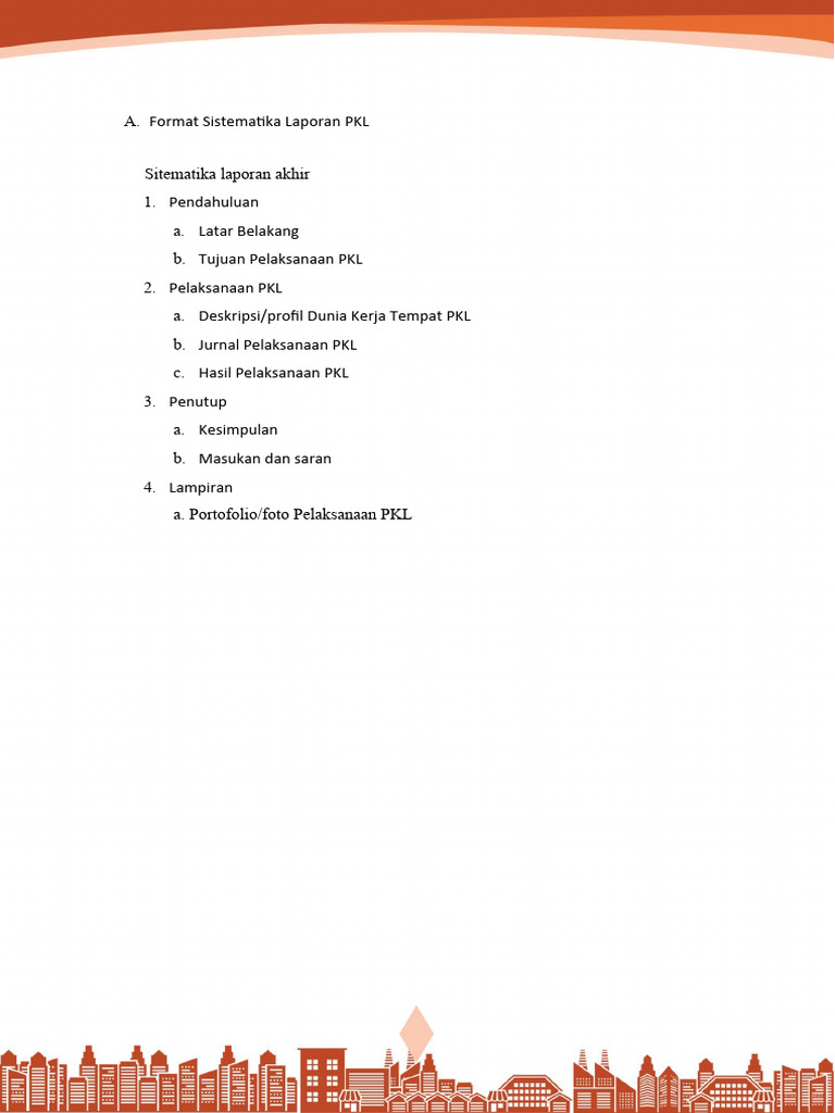 Format Sistematika Laporan PKL Dan Penilaian PKL | PDF