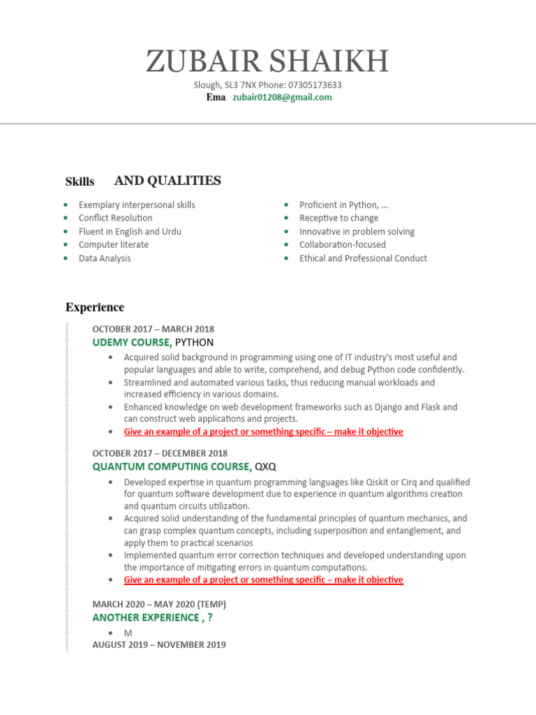 Zubair CV | PDF