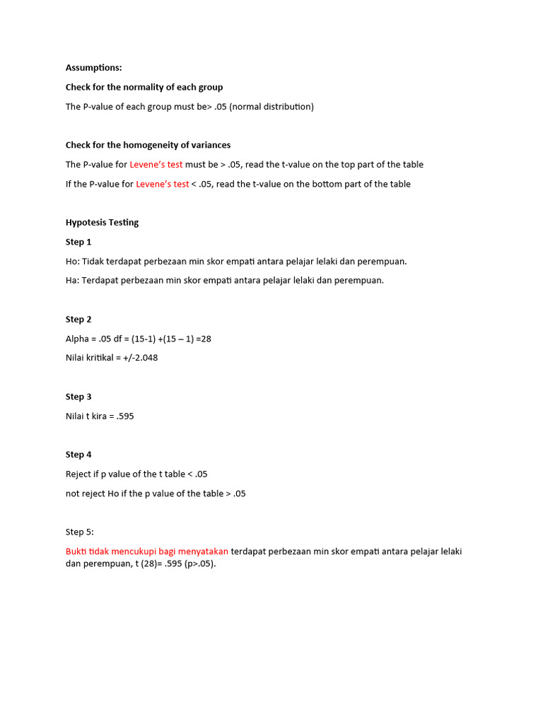 Independent T Test PDF