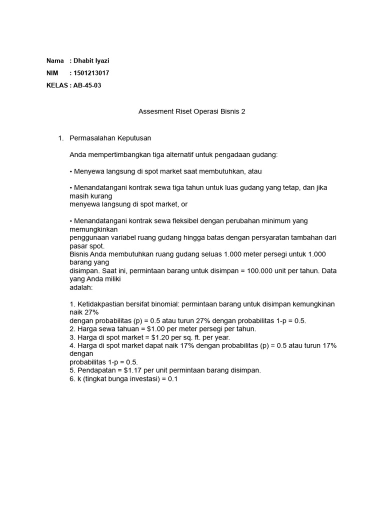 Assesment Riset Operasi Bisnis | PDF