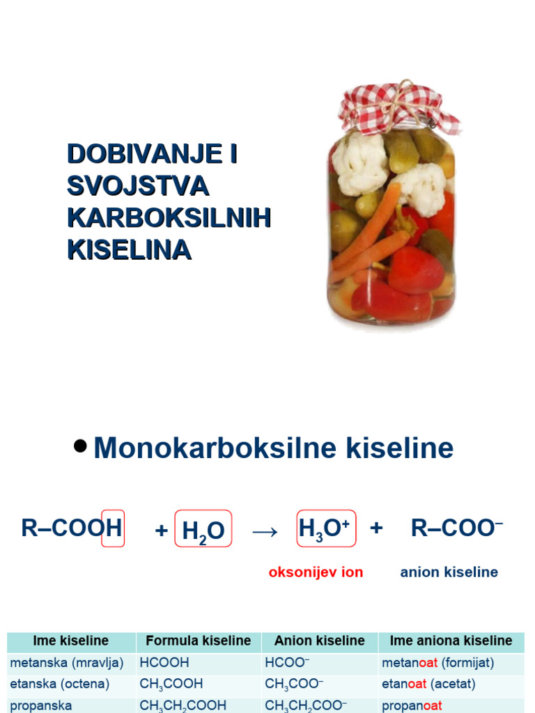 31.3. - Kemija - 8 - Dobivanje I Svojstva Karboksilnih Kiselina | PDF