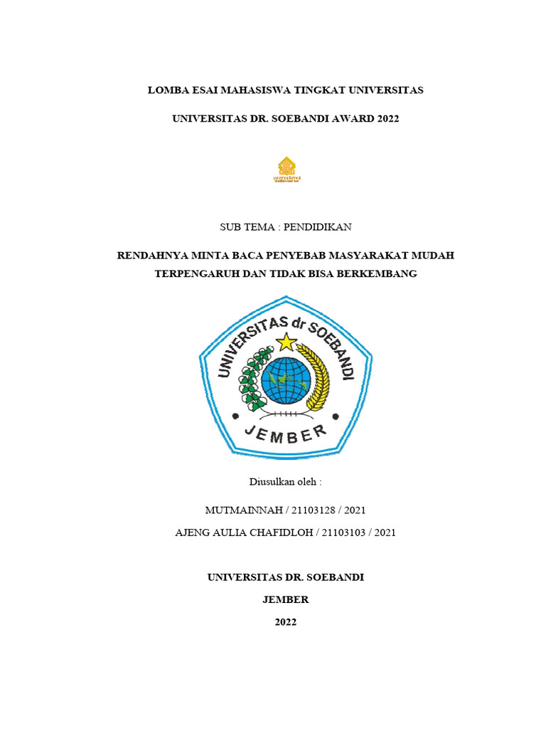 Contoh Karya Tulis Ilmiah Esay | PDF