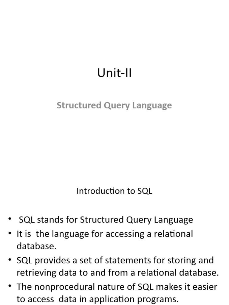 Database Unit Ii Pdf