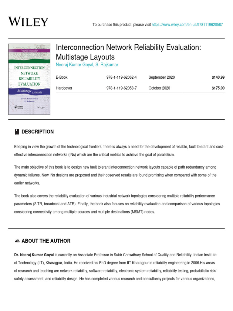 Wiley - Interconnection Network Reliability Evaluation Multistage Layouts - 978-1-119-62058-7 | PDF