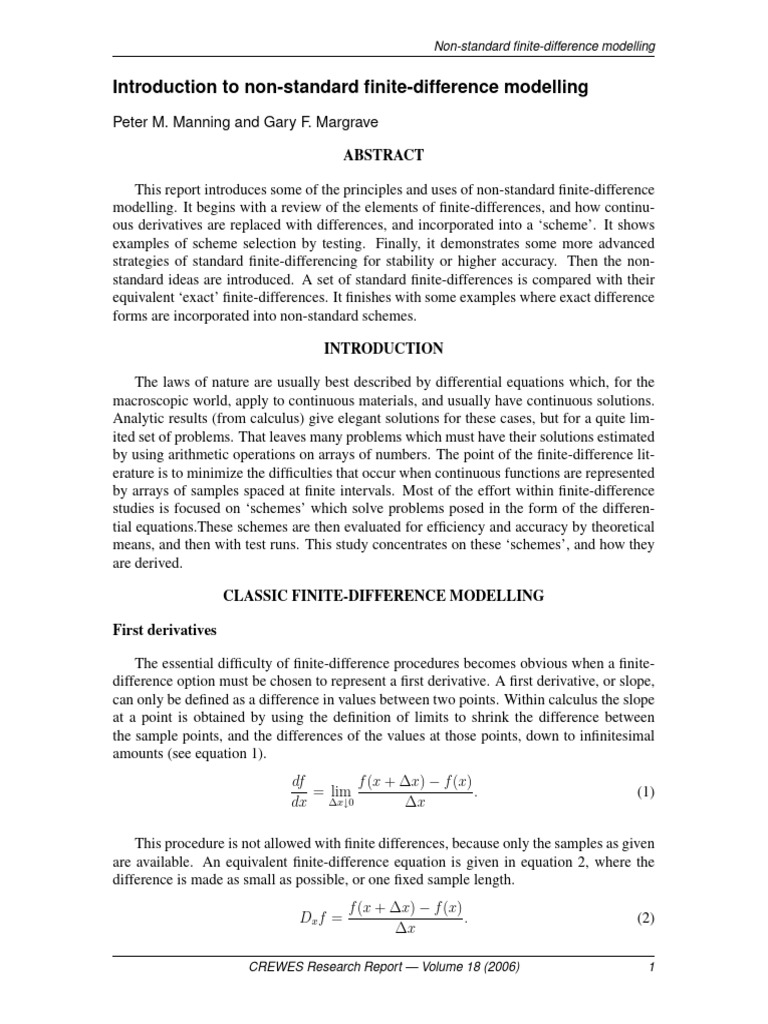 NonStandard Finite Difference Modelling | PDF | Finite Difference | Equations