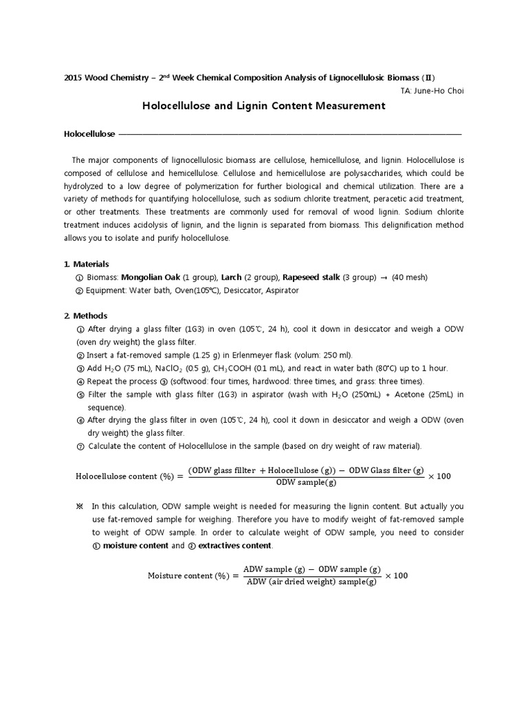 %B8%F1%C0%E7%C8%AD%C7%D0+%B9%D7+%BD%C7%C7%E8+2%C1%D6%C2%F7+handout | PDF | Lignin | Cellulose